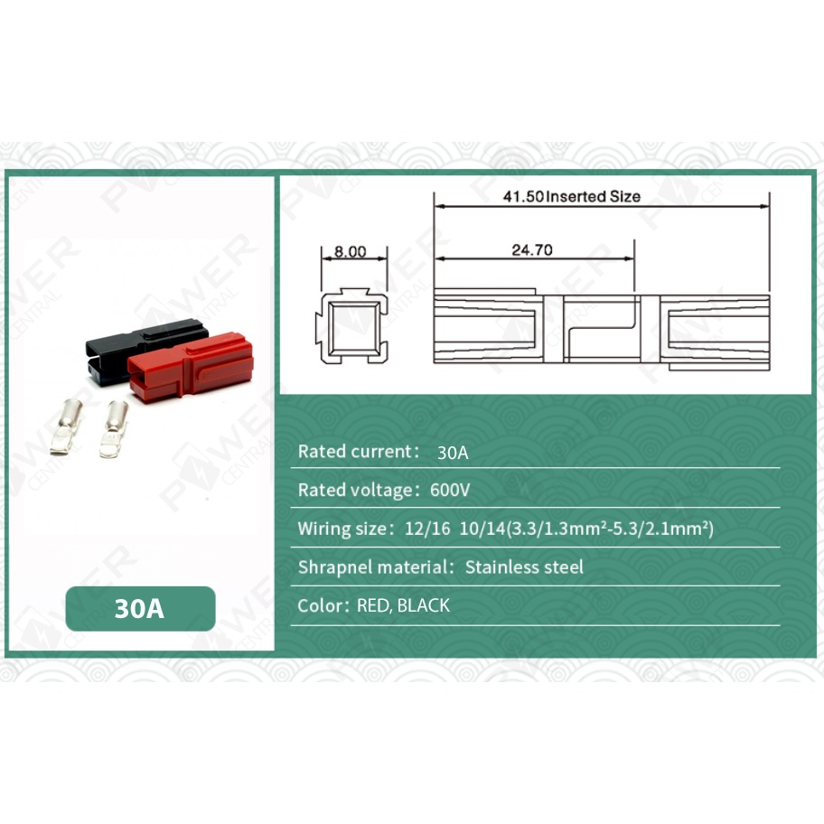 1 x Red 1 x Black Anderson Power Pole Connector 30A 50A 75A 120A 175A ...