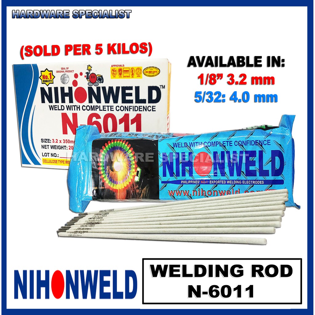 Welding Rod Nihonweld N6011 1/8 3.2 mm OR 5/32 4.0 mm SOLD PER 5 KILOS ...