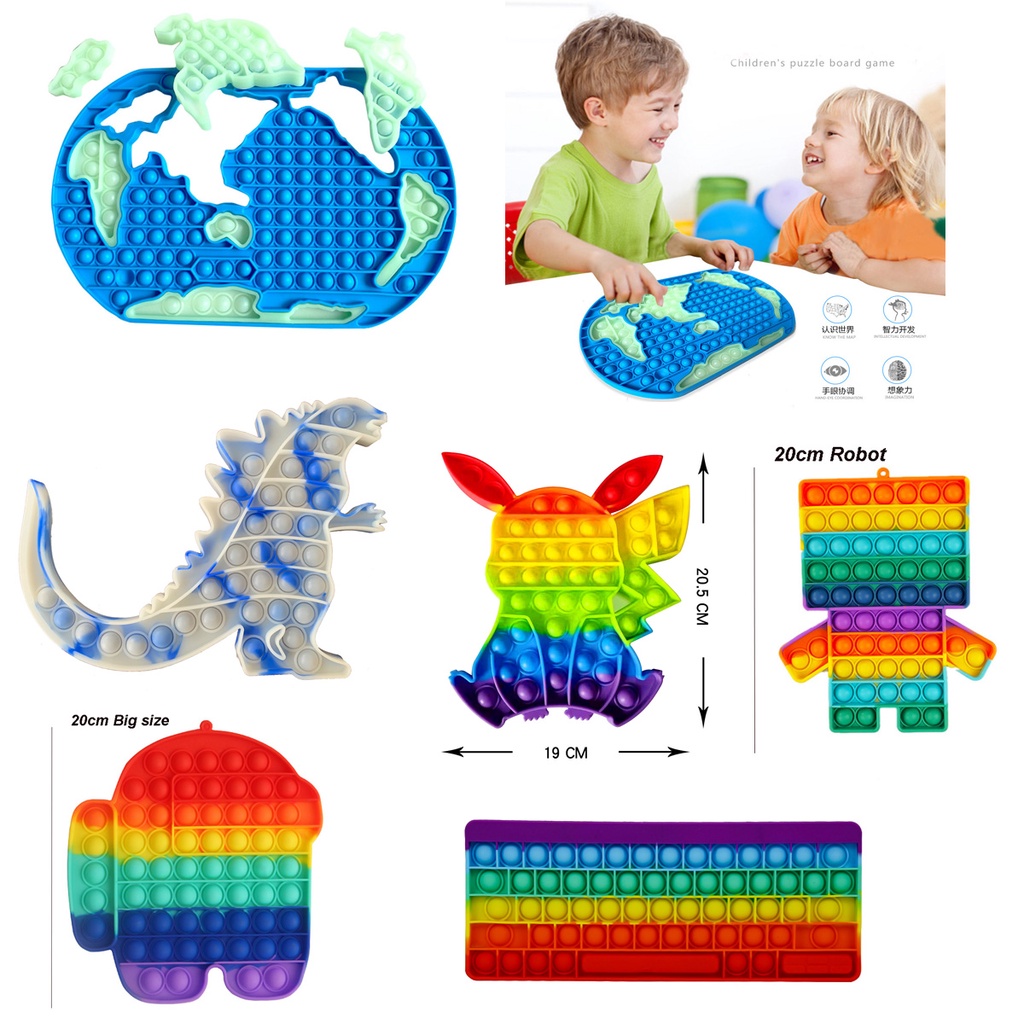 Pop it big size glow in the dark Map Pop it fidget Toys 30cm Jumbo Push ...