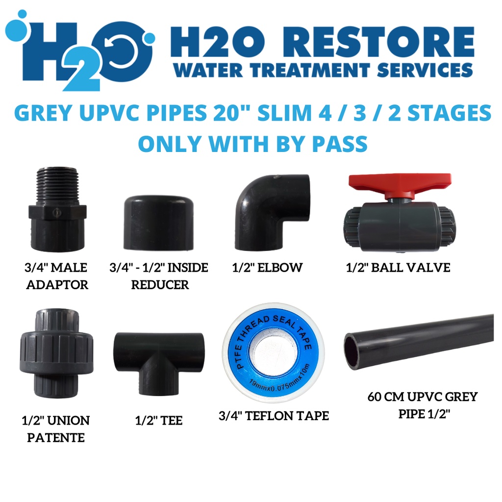 PVC Gray Fittings For 2 - 4 Stages Water Filter Housing From 3/4" - 1/2 ...