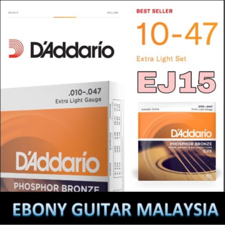 D'Addario EJ15 Phosphor Bronze, Extra Light, 10-47 (DAddario) | Shopee ...