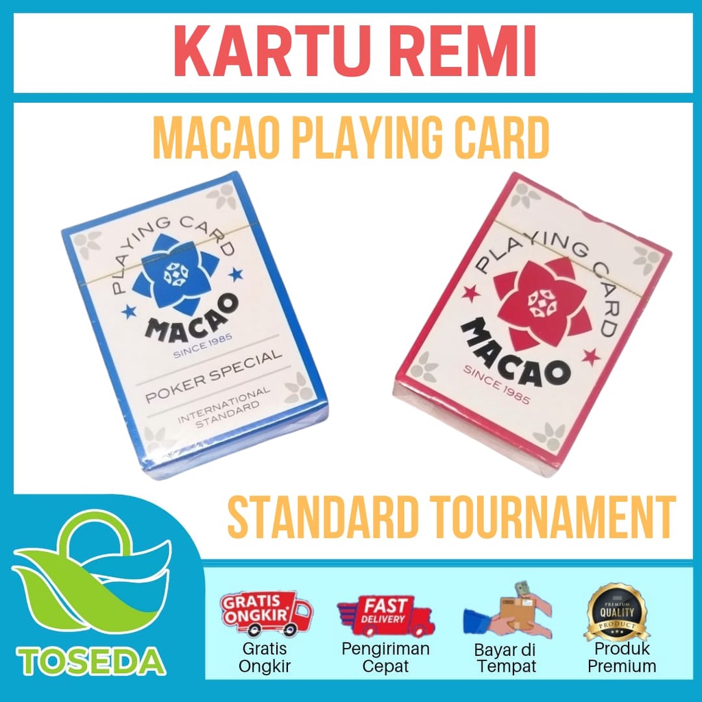 MERAH Macao Playing Card Macao Playing Card Blue Red Coated ...