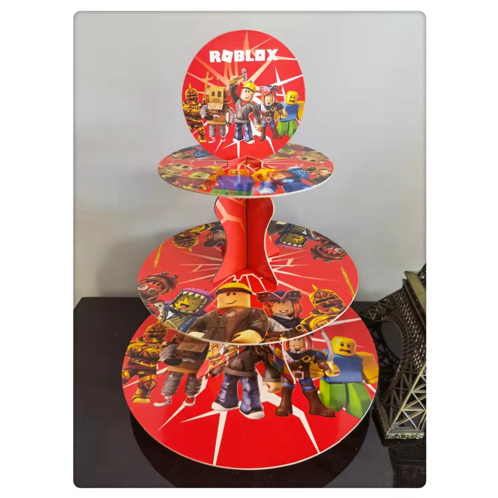 INS style Roblox game Three Layers Cup cake Stand rack birthday party ...