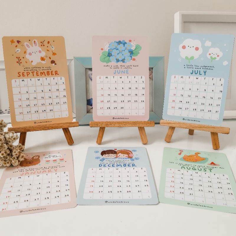 2021 Mini Calendar + Mini Easel by WindaLeeDraws | Shopee Philippines