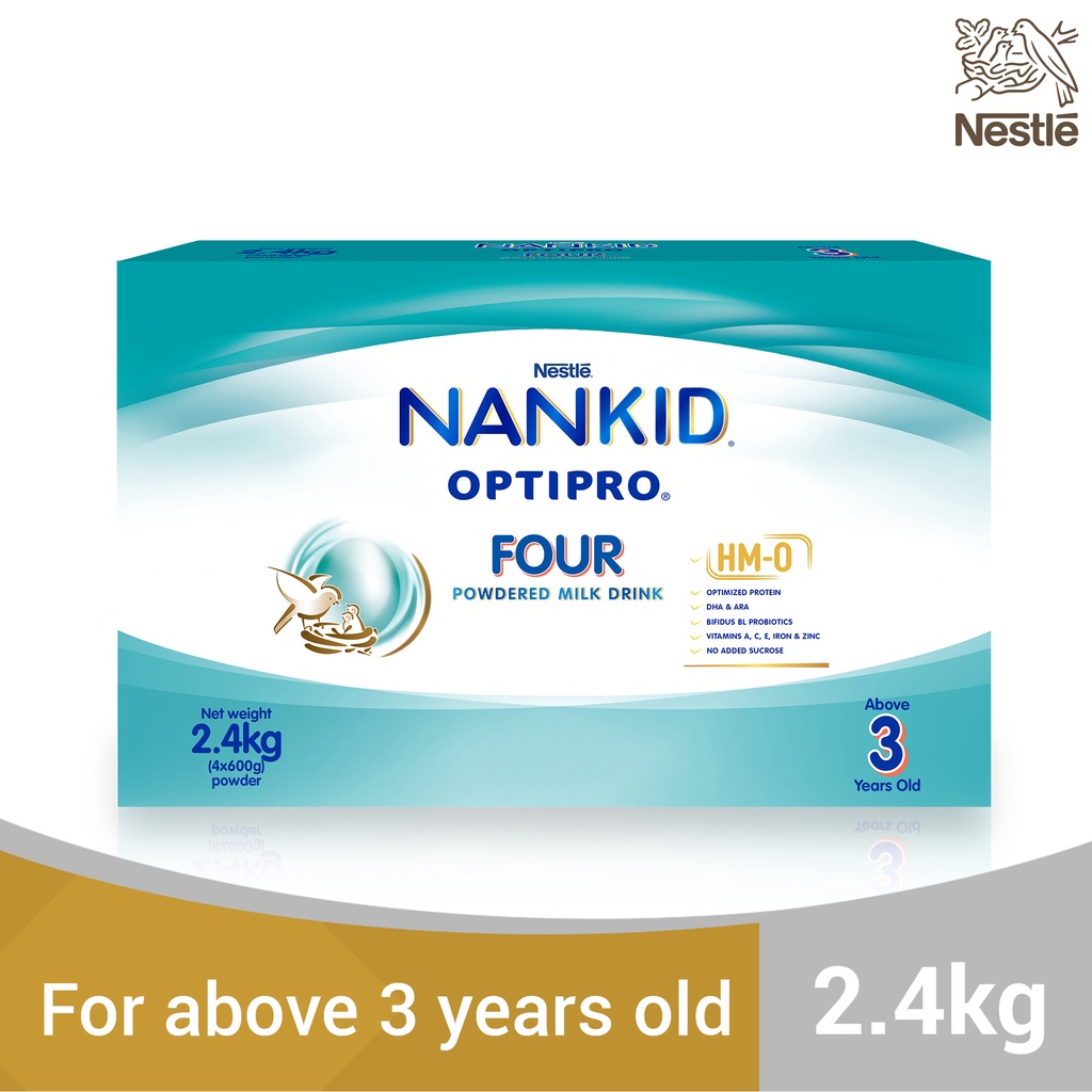 NAN Kid OptiPro Four Powdered Milk For Children Above 3 Years Old 2.4kg ...