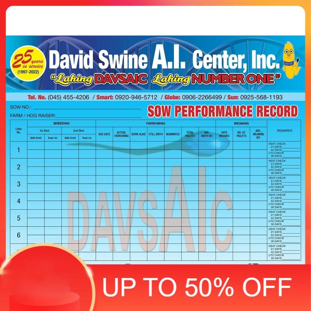 DAvid Swine DAVSAIC sow performance record and med program | Shopee ...