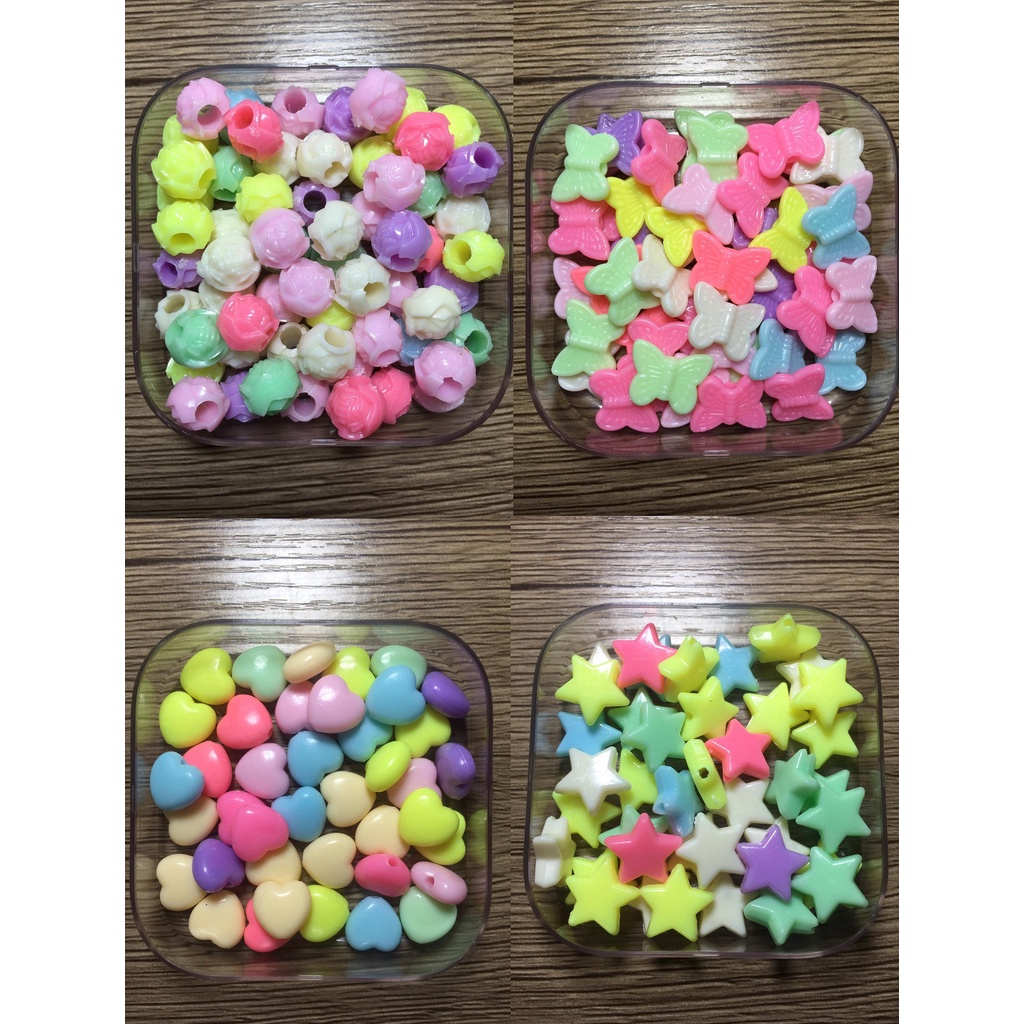 Veeds 40 pcs Beads Different design Pastel Bead (RANDOM COLORS ...