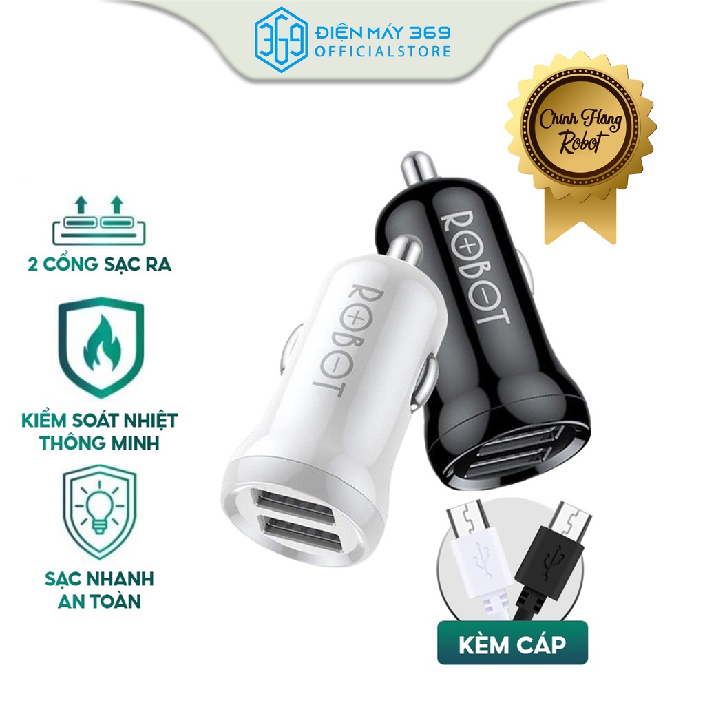 Robot RT-C07 car charger with 2 USB 2.4A ports, Microphone cable ...