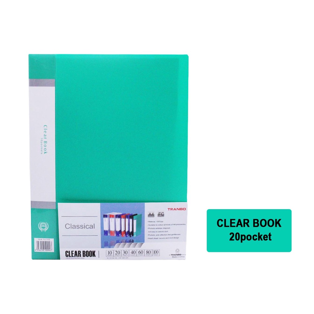 20 Pockets to 40 Pages Clear Book Display Book Non-Refillable ...