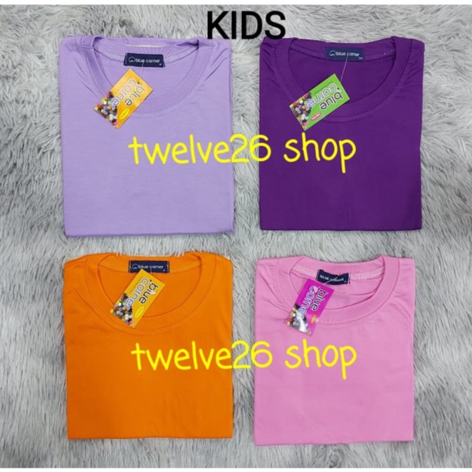 BLUE CORNER KIDS ROUND NECK T SHIRT ORIGINAL PLAIN LAVANDER VIOLET TANGERINE Orange AZALEA ...