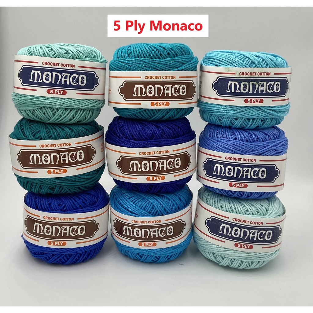 5 Ply Monaco Crochet Thread Shades of Blue, Green, Gray and Black ...