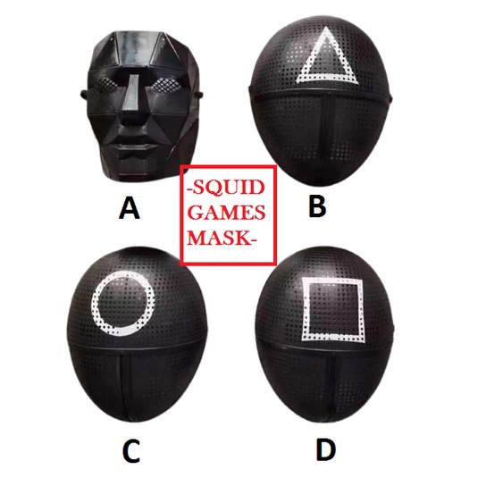 Squids squid game black mask red soldier toys topeng hitam triangle ...