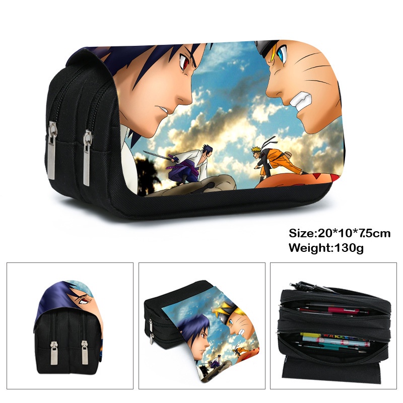 Naruto Pencil Case For Kids Boys Sasuke Cartoon Anime Large Capacity ...