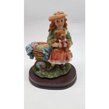 6 inch. POLY STONE GIRL WITH TROLLER AND TEDDY BEAR FIGURINE | Shopee ...