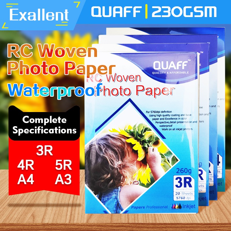 Quaff Rc Woven Photo Paper A4 / 5R / 4R / 3R 260Gsm 20Sheets | Shopee ...