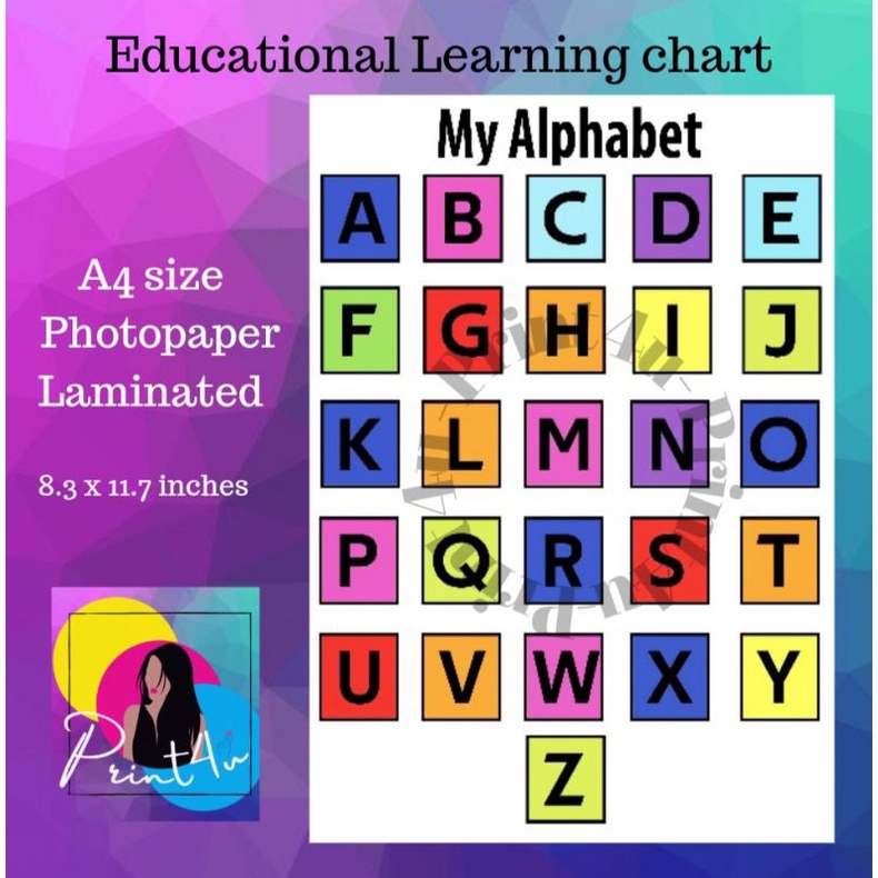 my Alphabet chart Learning materials Laminated A4 | Shopee Philippines