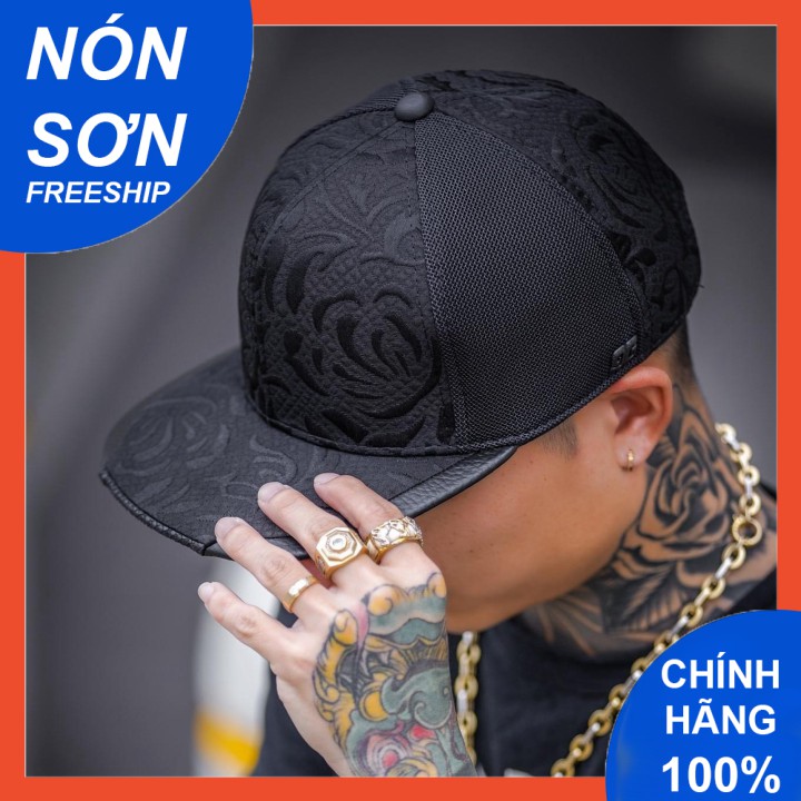 Son Snapback Hat with 3D Embroidered Pattern with horizontal beak ...