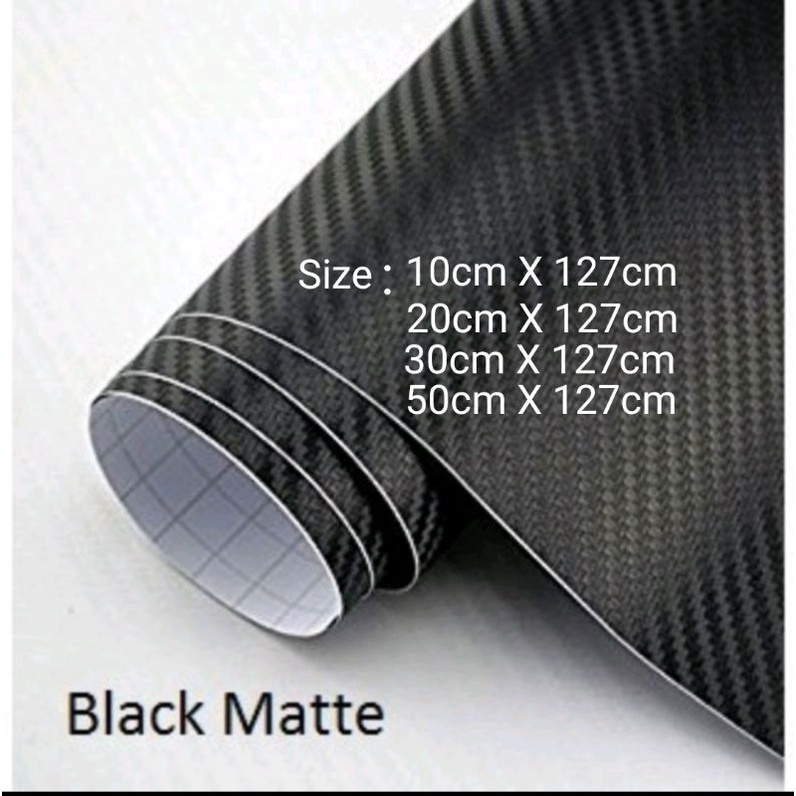 Black matte 3D Carbon Fiber Sticker 10cm/20cm/30cm/50cm X 125cm ...