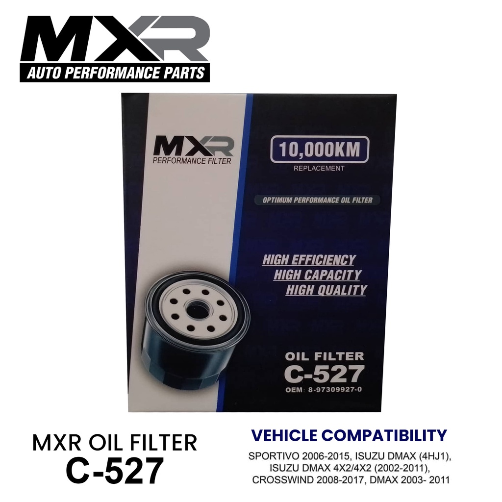 MXR OIL FILTER FOR ISUZU CROSSWIND 2008-2017 | Shopee Philippines