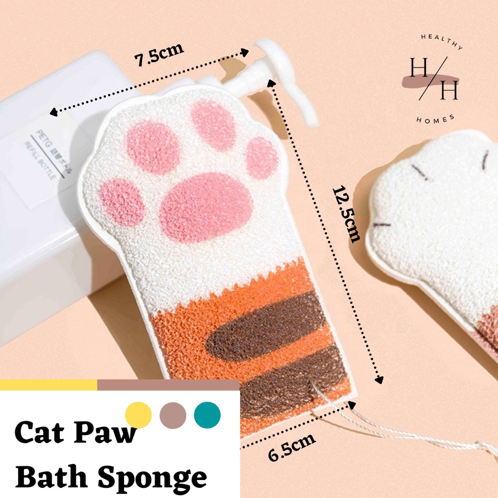 Healthyhomes Cat Paw Baby Adult Gentle Bath Absorbent Cute Sponge Scrub ...