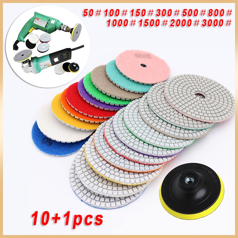 11pcs/set Polishing Pad Grinding Disc Polisher Grinder Granite Concrete ...