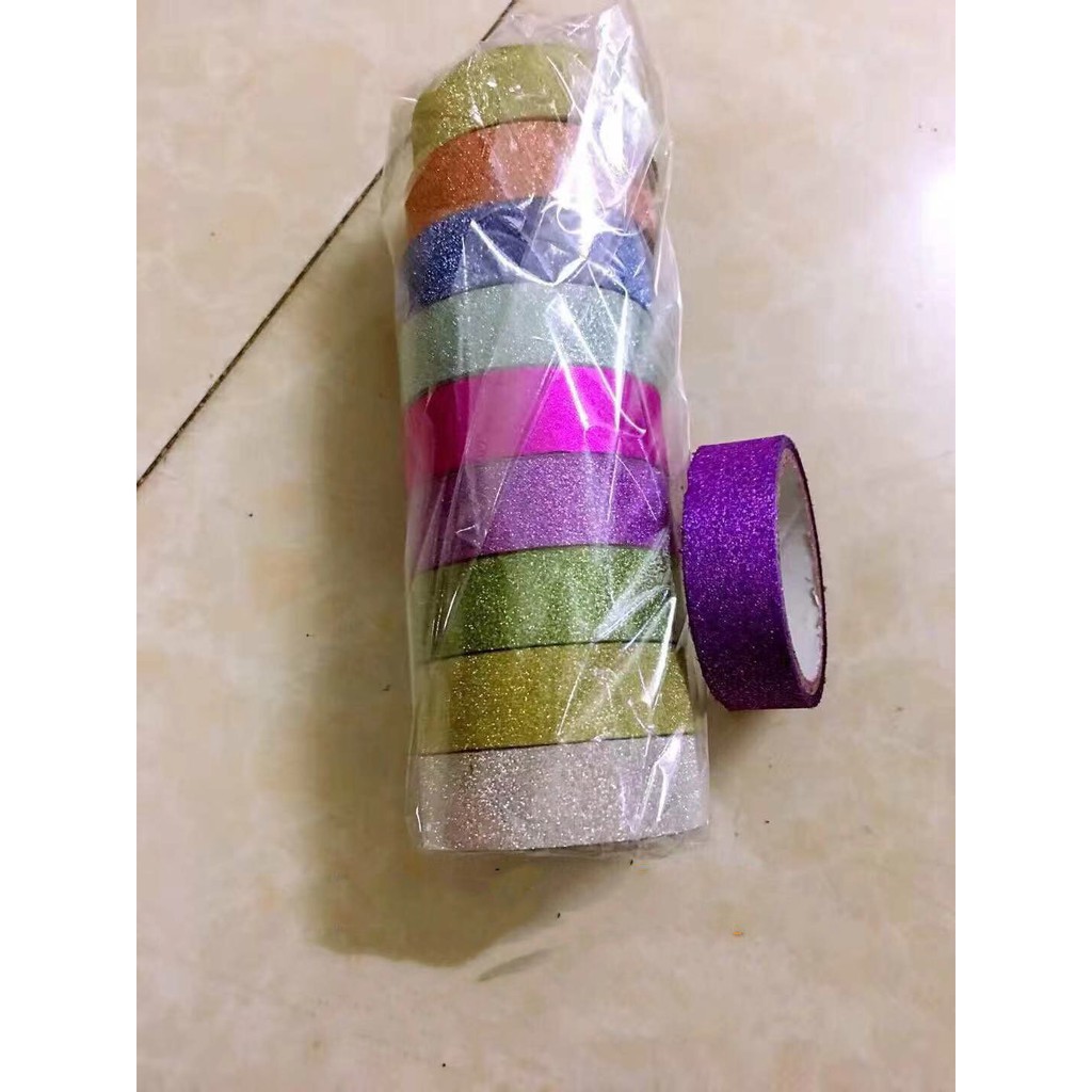 10 in 1 DIY Assorted glitter masking tape sticker COD | Shopee Philippines