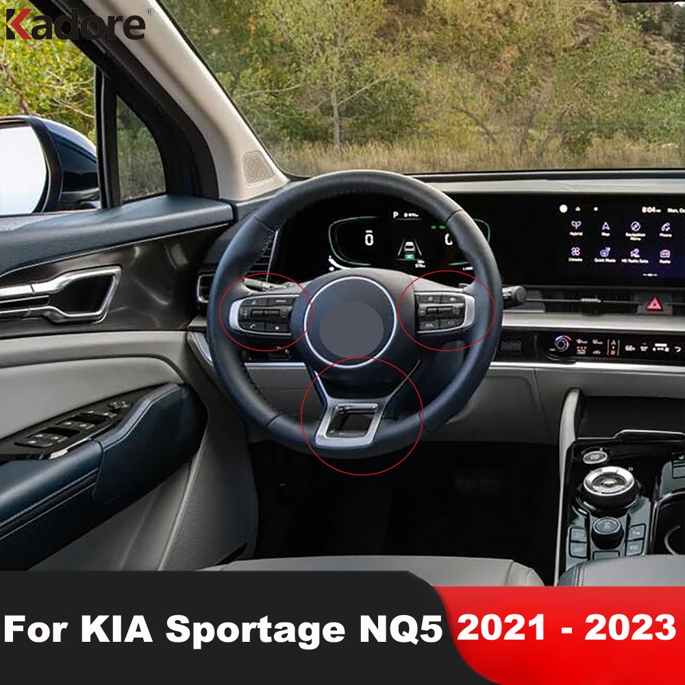 For KIA Sportage NQ5 2021 2022 2023 Carbon Fiber Car Steering Wheel Decoration Cover Trim ...
