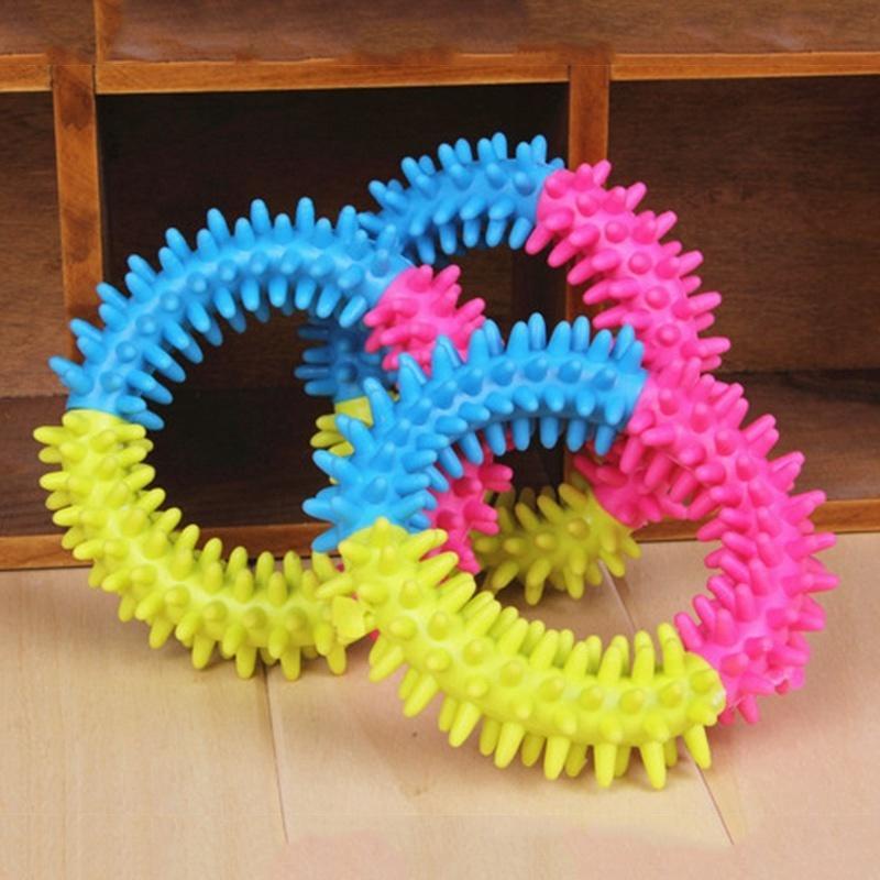 12pcs TPR Rubber Thorn Ring Circle Pet Dog Chew Toy Teeth Cleaning ...
