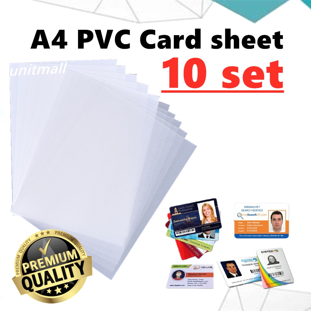 10set PVC ID card making material inkjet PVC blank sheets for VIP card ...