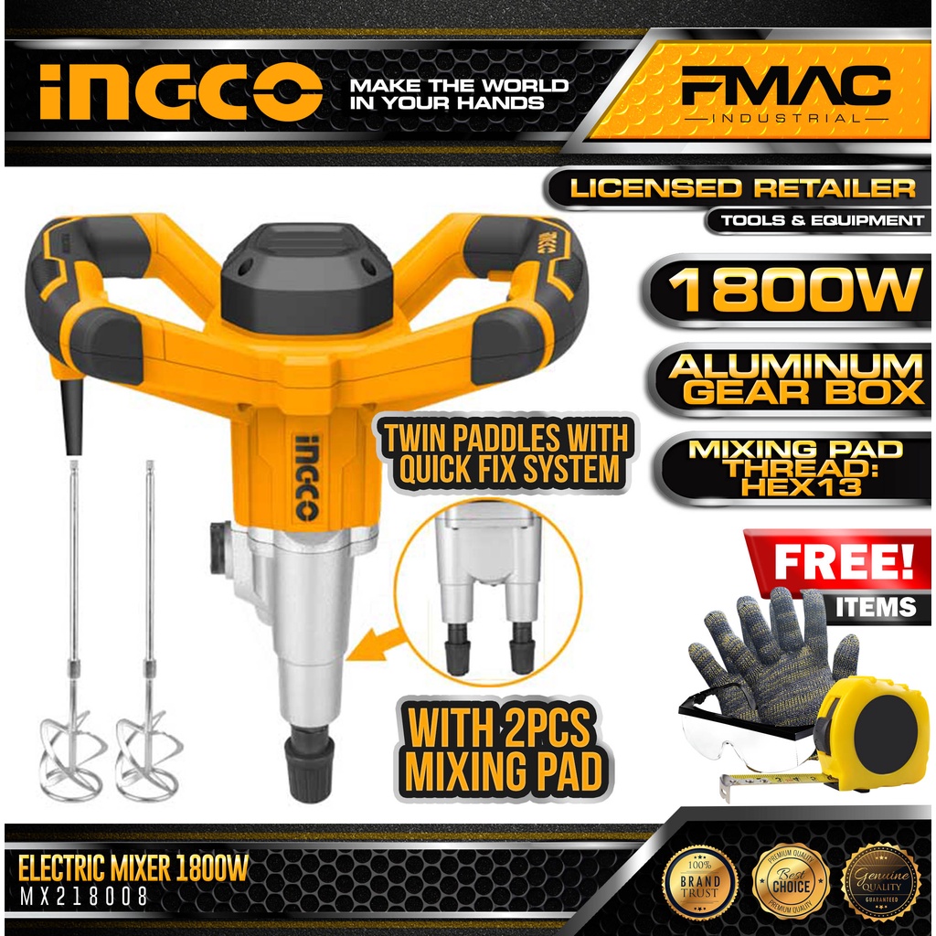 INGCO Industrial Mixer Twin paddles with quick fix system 1800W ...