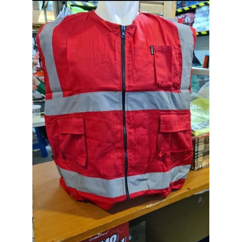 MERAH Safety VEST / PROJECT VEST RED AMERICAN MATERIAL 100% ORIGINAL ...