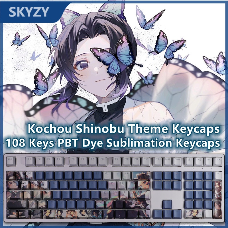Kochou Shinobu Keycaps Cherry Profile Demon Slayer Theme Anime PBT Dye ...