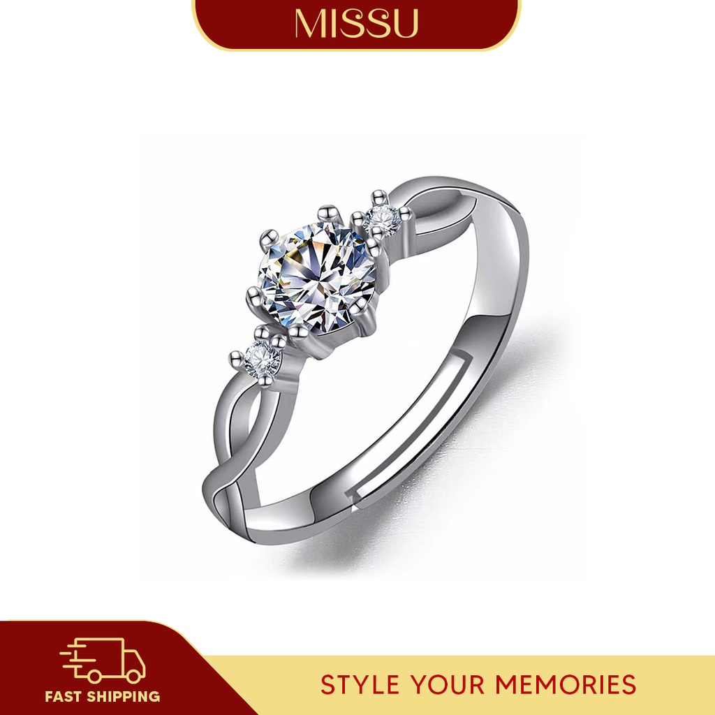 Missu 925 Silver Diamond Infinity Promise Ring for Women Adjustable ...