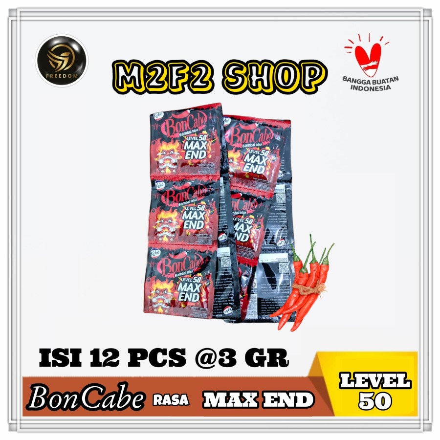 Boncabe Level 50 Max End Sambal Tabur Original Sachet - 3 gr (12Pcs ...