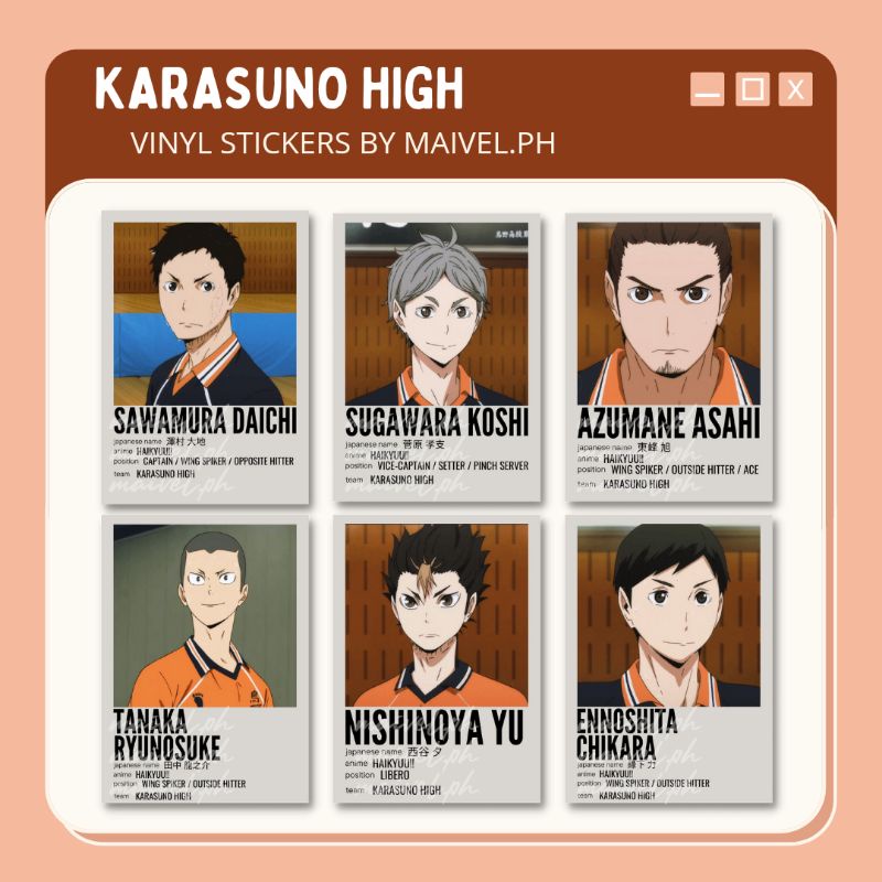 Haikyuu Karasuno High Minimalist Character Vinyl Stickers Decor or ...