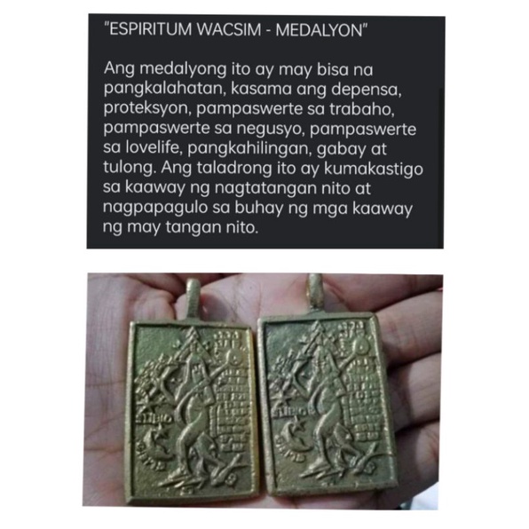 Espiritum Wacsim Kwadrado Medal Pendant with Oracion | Shopee Philippines