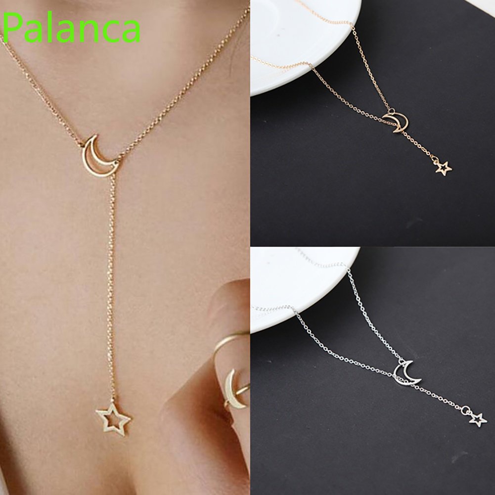 Clavicle Necklace Moon & Star Short Necklace | Shopee Philippines