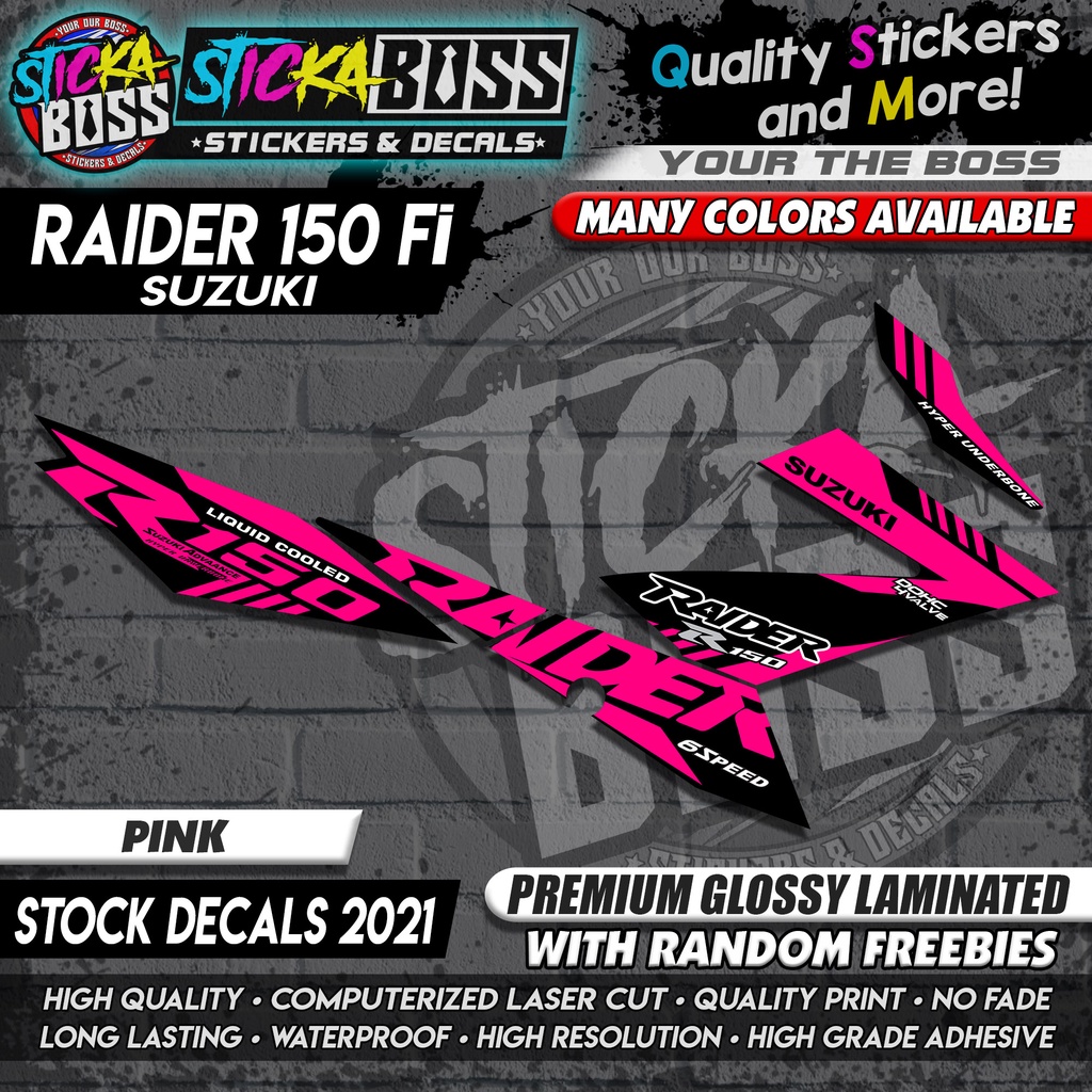 Suzuki Raider 150 Fi Stock Decals 2021 (PINK)【PREMIUM GLOSSY LAMINATED ...