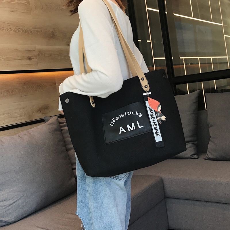 Abe co #2230 new fashion trend canvas tote bag shopping bag with chain ...