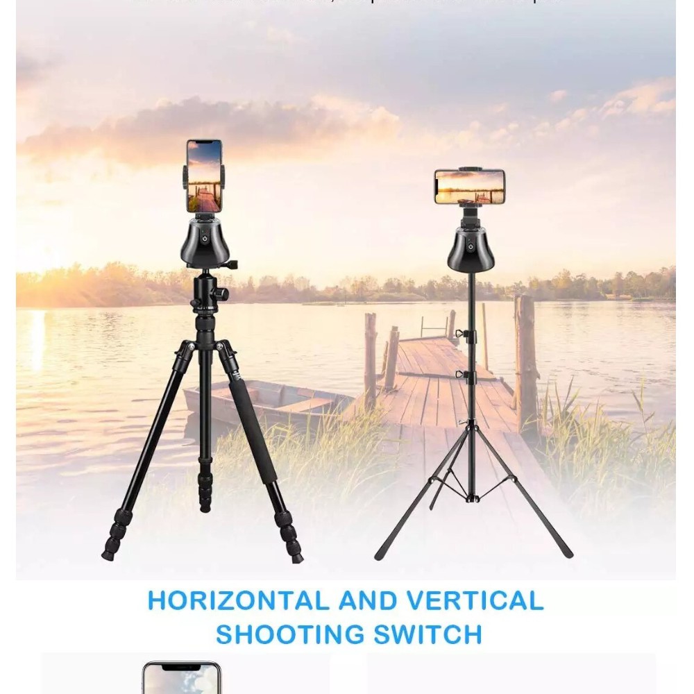 360° Robot Cameraman Auto Rotation Tracking Phone Mount Sturdy Holder ...