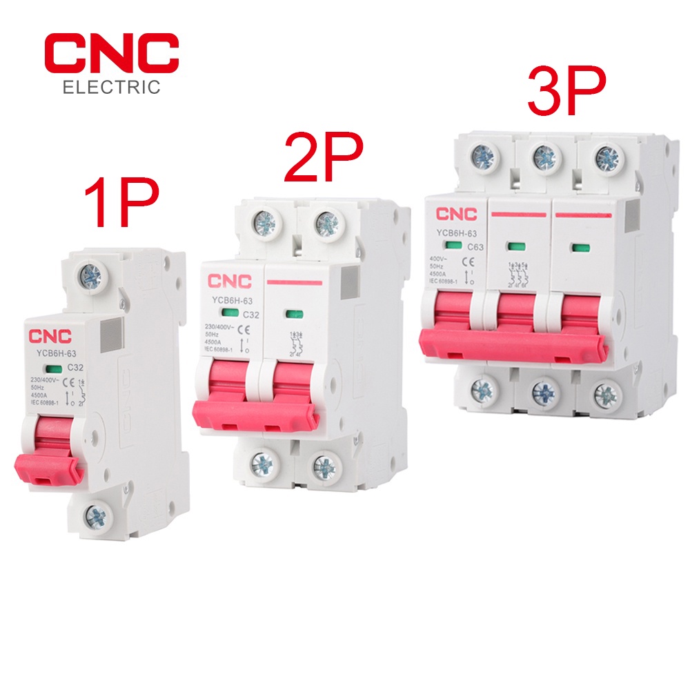 CNC YCB6H-63 1P/2P/3P Miniature Circuit Breaker MCB Din Rail Mount Breaking Capacity 6A/10A/16A ...