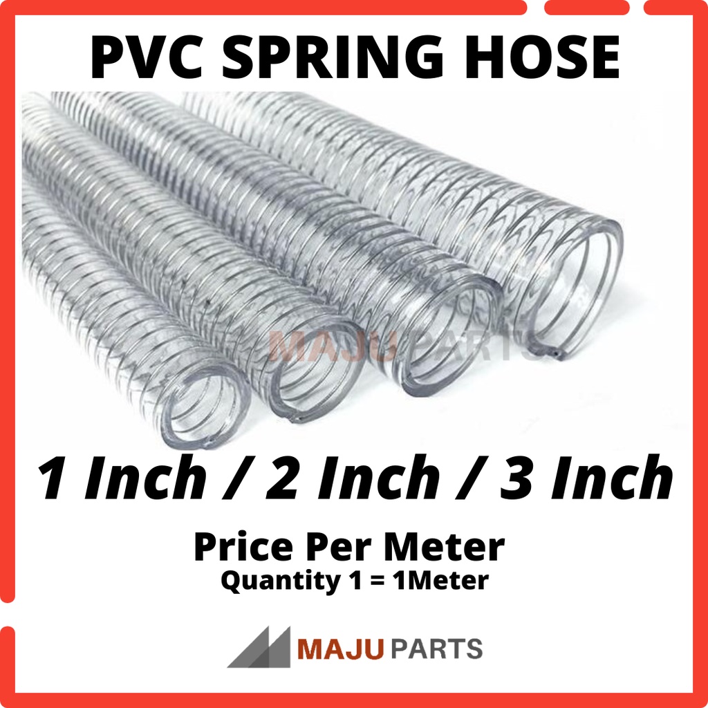 [PRICE PER 1 METER] PVC CLEAR SPRING HOSE SUCTION HOSE 1Inch 1.5Inch ...