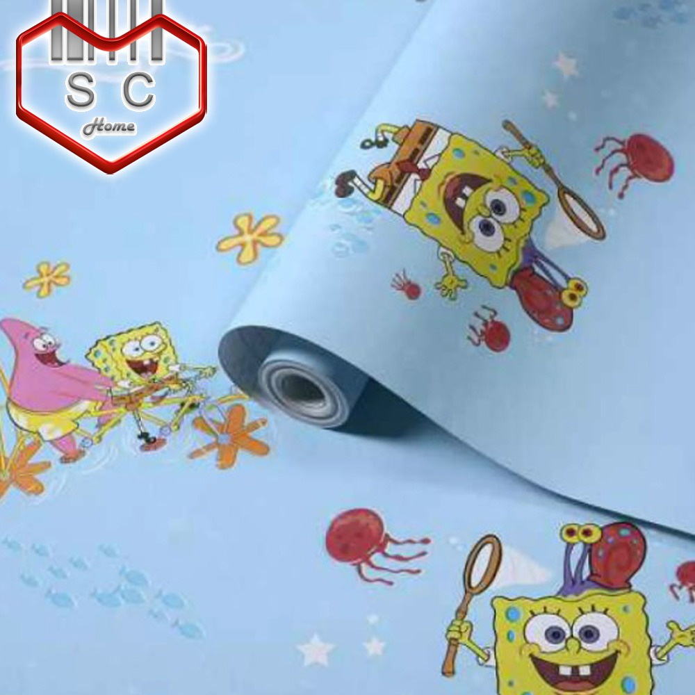 Spongebob Blue/Yellow Wallapaper Sticker 45cmX10m Self Adhesive 3D ...