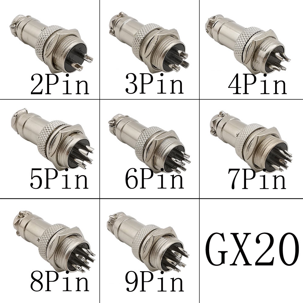 1Pair GX20 2/3/4/5/6/7/8/9 Pin Male And Female Circular Aviation Plug Socket Panel Connector ...