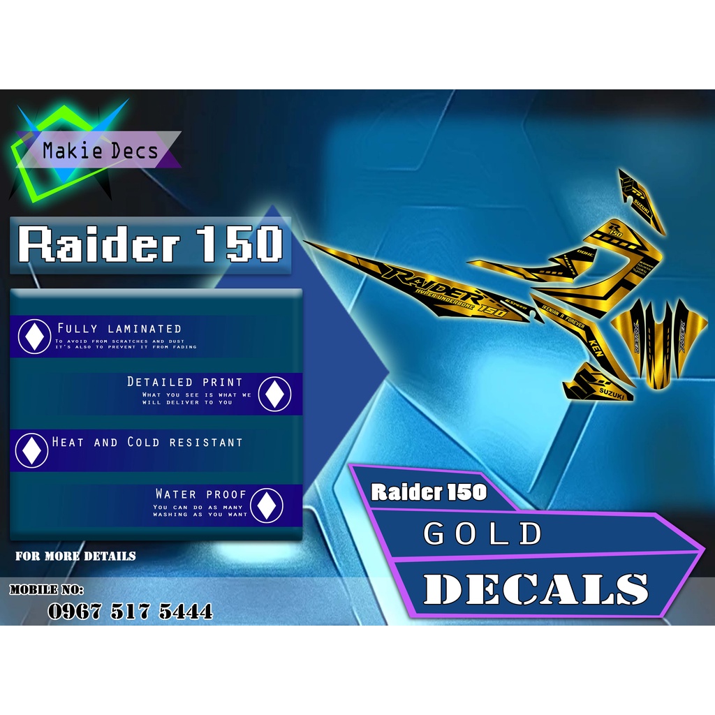 Raider 150 GOLD - Full body set decals | Shopee Philippines
