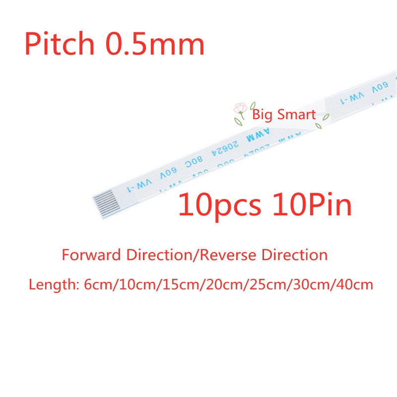 10pcs 10 pin FFC FPC Ribbon Flexible Flat Cable LCD Cable 10P 60V Same ...
