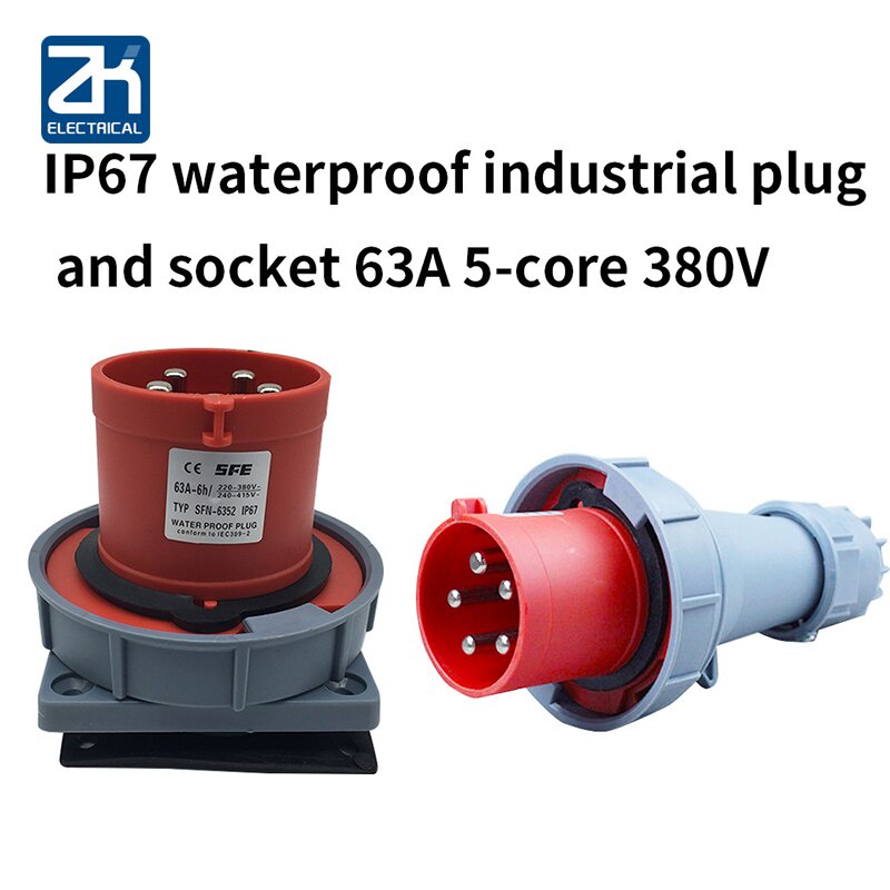 IP67 waterproof industrial plug / concealed socket 63A 5-core 380V ...