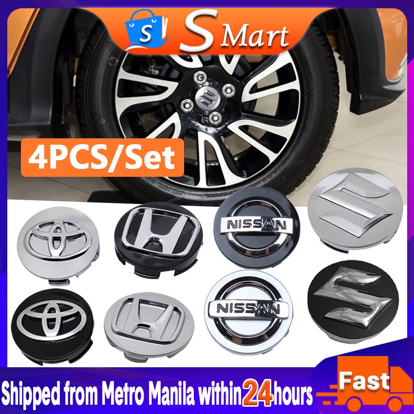 4pcs Car Wheel Hub Caps 54/58/62mm Black Silver Car Wheel Rim Center ...