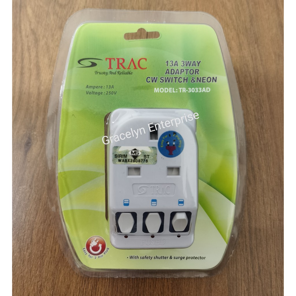 Trac TR-3033AD 3Way Adaptor With Neon Light (Surge Protector) | Shopee Philippines