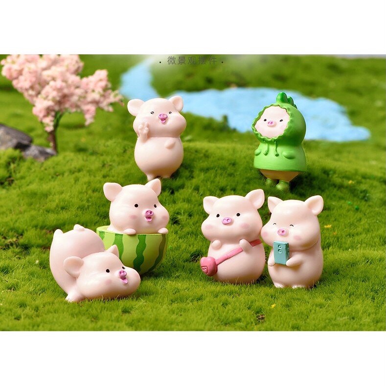 [Cute] Set Of 7 Cute Dinosaur Pig Models To Decorate The Desk, Bookcase ...